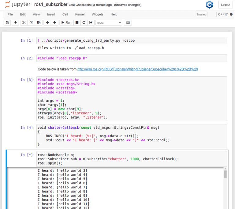 Running C++ ROS in Jupyter using Xeus-Cling | Rapyuta Robotics