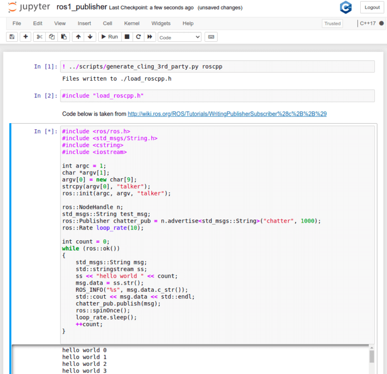 Running C++ ROS in Jupyter using Xeus-Cling | Rapyuta Robotics